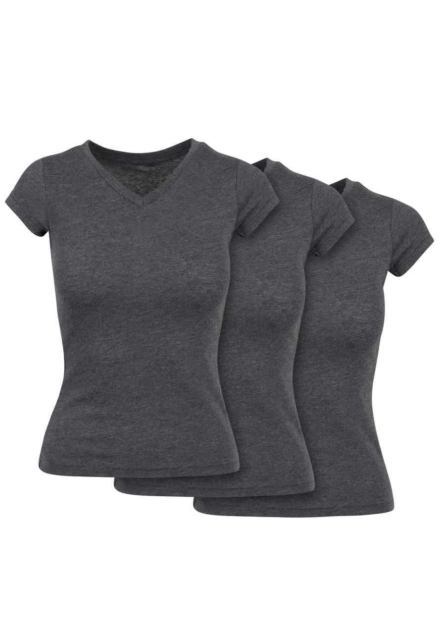 Ladies Basic Tee 3-Pack charcoal M - MERCHYOU